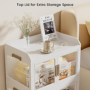 ECOWEEPUT Storage Bins with Lids-54 Gal Stackable Storage Containers, Foldable Storage Cabinet, Collapsible Storage Box with Wheels, Plastic Closet Organizers for Home Storage (2 Pack)