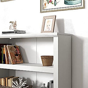 Panana Wooden Bookcase, 2/3/5 Tier Cube Shelves Adjustable Shelf Bookself Storage Organizer Display Shelf Free Standing Unit for Living Room Home Office (White, 2-Tier)