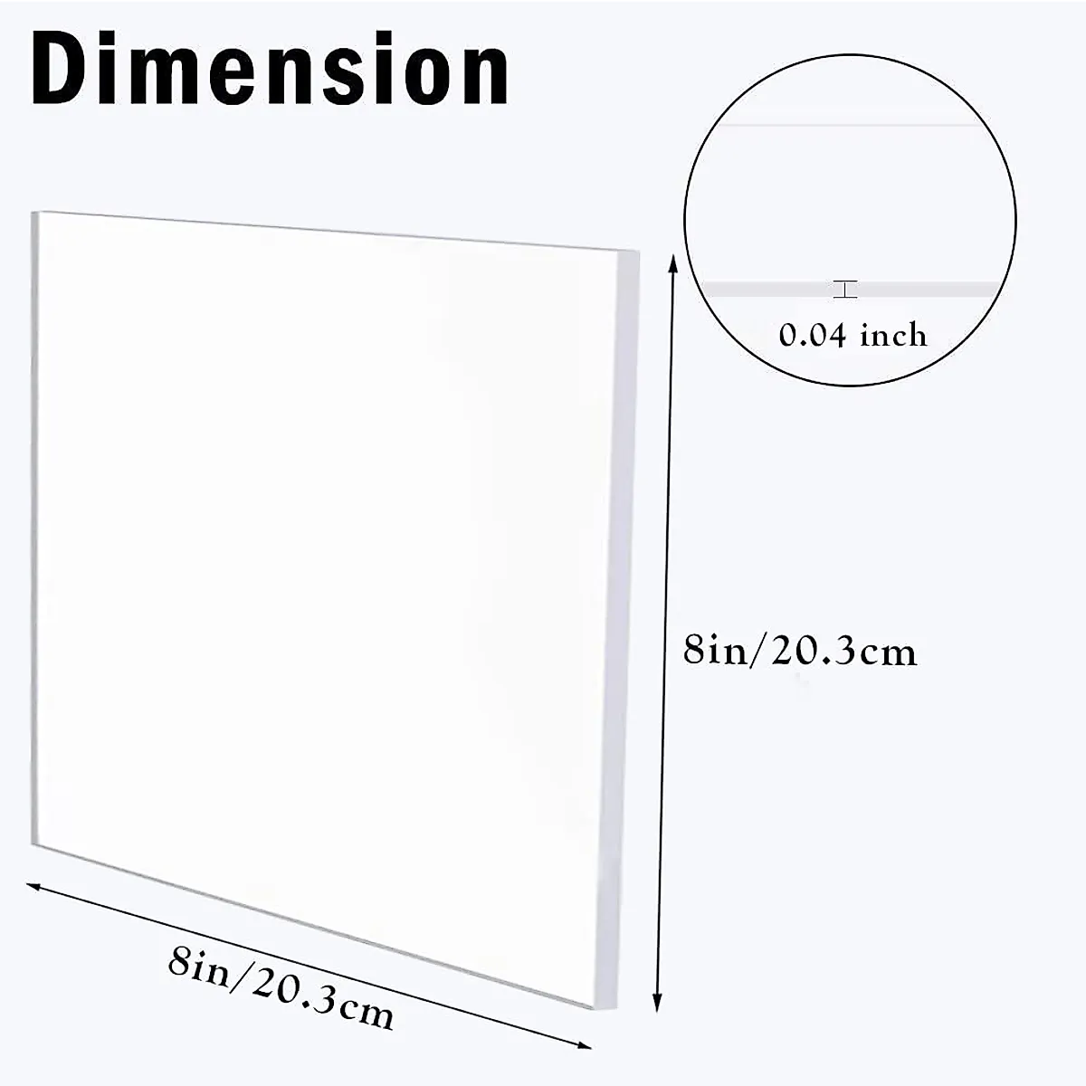 Acrylic Sheet Clear Cast Plexiglass 8 x 8 inches Square Panel 0.04" Thick (1mm) Clear Plastic Plexi Perspex Plate Panel with Protective Film for Signs, DIY Display Projects, Craft