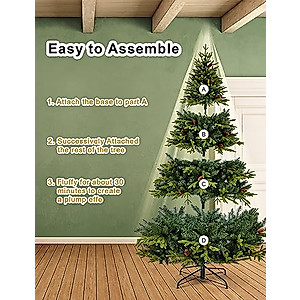 7.5ft Artificial Christmas Tree Holiday Xmas Tree w/ 1,400 Branch Tips, Christmas Tree Decorations, Christmas Tree Stand Metal Hinges & Foldable Base, Easy Assembly for Home, Office, Party Decoration