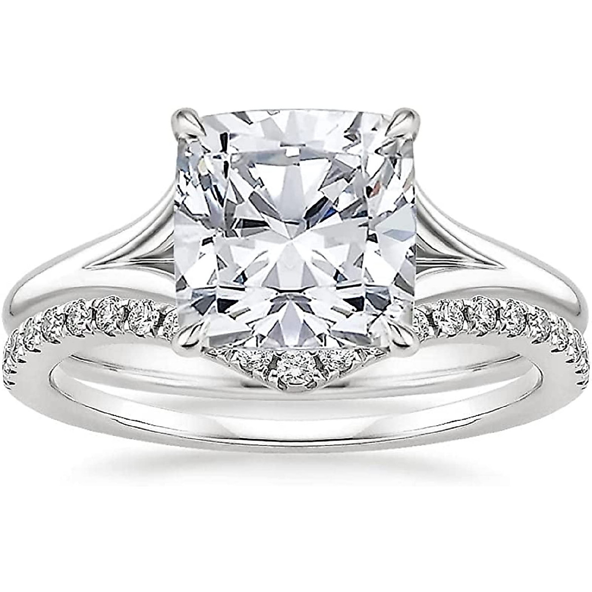 Moissanite World Princess Cut 3 Carat Moissanite Engagement Ring Set, Wedding Ringe's Day Jewelry Gift (9) Set, Eternity Sterling Silver Ring Set, Christmas/Birthday/Valentin