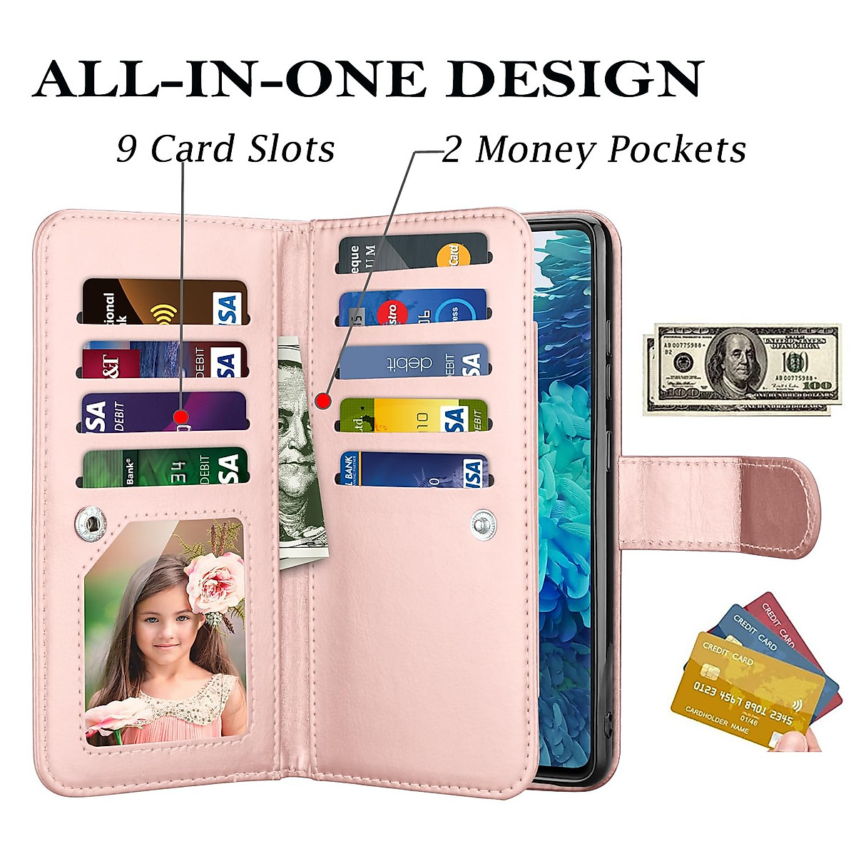 Takfox Galaxy S20 FE 5G Case, for Samsung S20 Fan Edition / S20 FE 5G Wallet Case, with Credit Card Holder Slots Folio Flip PU Leather [Kickstand] Detachable Magnetic Hard Phone Case & Strap-Marble