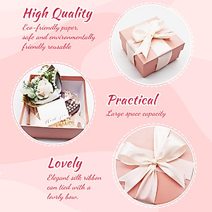 GLGHMH 6 Pack Square Nesting Gift Boxes With Lids,Bridesmaid Proposal Box with Ribbon Thank You Card，For International Woman's Day Wedding Anniversaries Birthdays Baby Shower Thanksgiving (PINK)