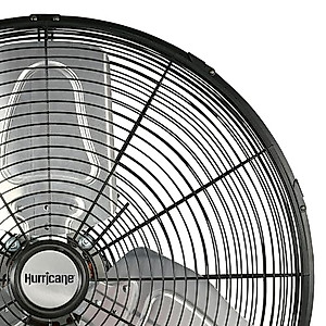 Hurricane 20 Inch Pro Commercial Grade Corded Electric Classic Oscillating Wall Mount Fan with 3 Speed Settings for Air Circulation, Black