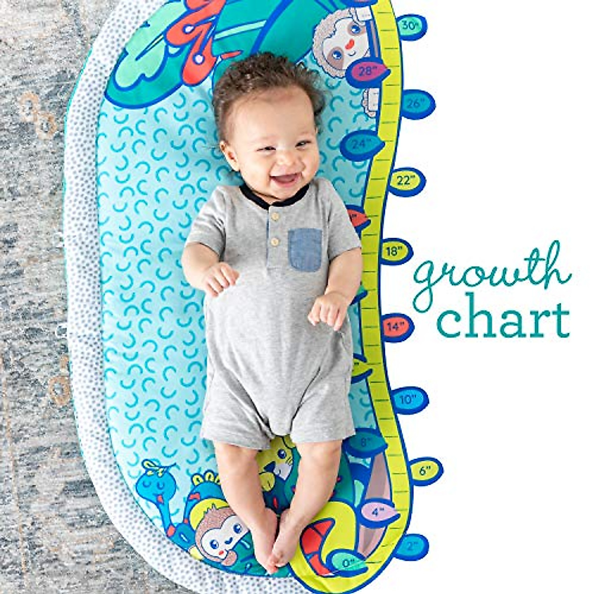 Infantino 3-in-1 Deluxe Magic Arch Sensory Development Gym - 3 Ways to Play with Dual-Sided Magical Arch for Captivating Overhead Visuals Plus Tummy-Time Bolster & Mat with Growth Chart, Teal
