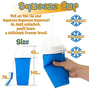 Slushie Maker Cup Squeeze Slushy - Magic Quick Frozen Smoothies Cups-Double Layer Silica frappes Cup -Summer Cooler Homemade Milk Shake Ice Cream Maker machine for Teens Adult and Family