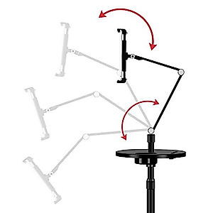 MagicHold Adjustable Metal Tablet Phone Stand Mount Holder Compatible with Ipad Pro, Ipad Air.ipad Mini,iPhone,Great for Office/Bed/Zoom/Netflix (Built in Cup/Phone Tray) (Black)