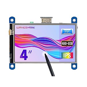waveshare 4inch Resistive Touch Screen LCD Compatible with Raspberry Pi 4B/3B+/3A+/2B/B+/A+/Zero/Zero W/WH/Zero 2W CM3+/4 480×800 Resolution HDMI IPS Supports Windows