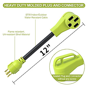 AOWEITOUR 30 Amp to 50 Amp RV Generator Adapter Cord, NEMA L5-30P Twist Lock Male Plug to NEMA 14-50R Female, Outdoor Ower Equipment Suitable for RV Trailer Camper, Heavy Duty STW 10 AWG(12 Inch)