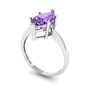 Clara Pucci 2.50 ct Marquise Cut Solitaire Simulated Alexandrite Engagement Bridal Promise Anniversary Ring 18K White Gold Size 6.25