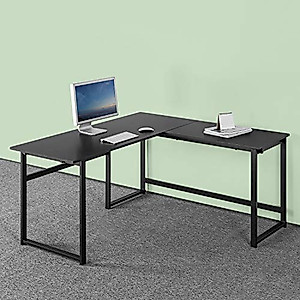ZINUS Luke 59 Inch Black Metal Corner Desk / L-Shaped Computer Desk / Office Desk / Easy, Bolt Free Assembly