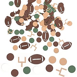 210 Pieces Football Party Table Confetti - First Year Dow，Baby Shower Sport Game Day Party Supplies，Superbowl Party Decorations，First Touch Down，Baby Boy，Brown Olive，First Year Down Football Birthday