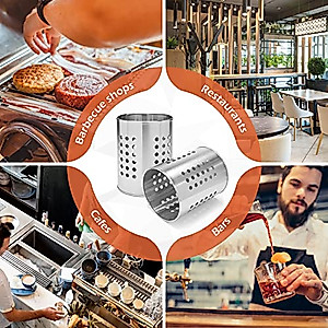 EORTA Stainless Steel Kitchen Utensil Holder Flatware Cylinder Silverware Draining Organizer Drying Rack with Round Drain Holes for Forks, Knives, Spoons, Chopsticks, Small