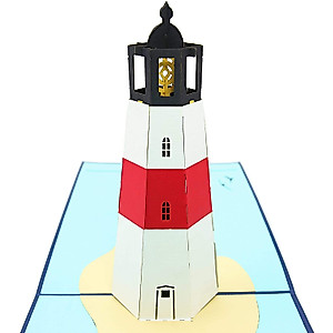PopLife Lighthouse Island 3D Pop Up Greeting Card for All Occasions - Travellers, Coastal and Adventure Lovers - Folds Flat for Mailing - Birthday, Mother’s Day, Graduation, Retirement, Anniversary