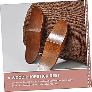 Cabilock 6pcs Solid Wood Chopsticks Spoon Holder Chopsticks Holder Sushi Stick Holder Cooking Spoon Stand Wood Chopsticks Stand Tableware Rest Wood Chopsticks Rack Wooden Cute Japan