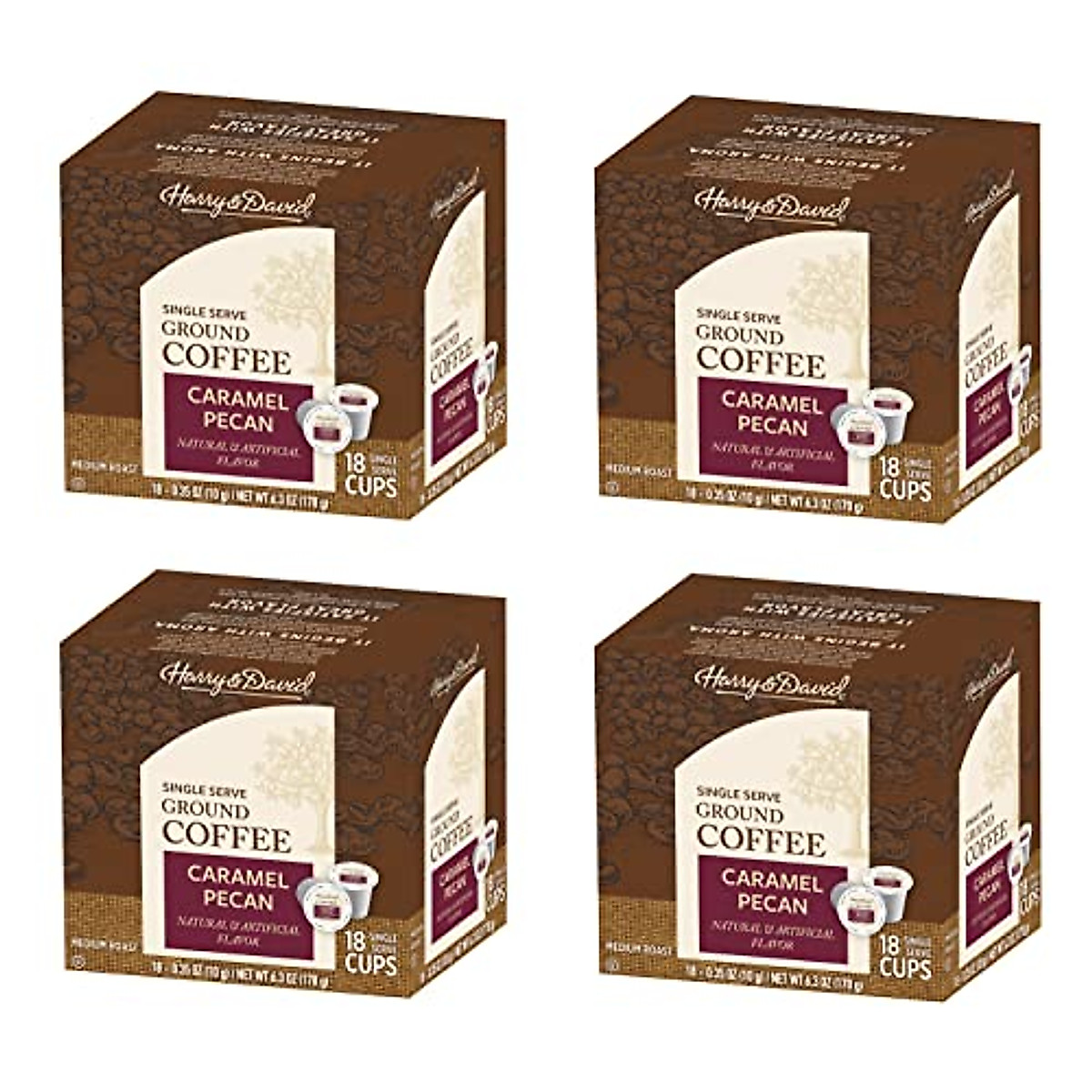 Harry & David Coffee in Single Serve Cups, 4/18 ct boxes (72 Count) (Caramel Pecan)