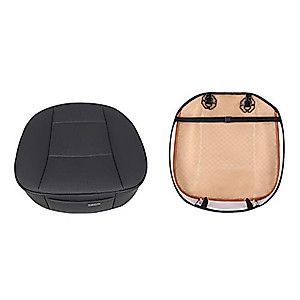 EDEALYN Ultra-Luxury PU Leather Car Seat Protection Car Seat Cover for Most Four-Door Sedan & SUV,Single Seat Without Backrest 1PCS (W 20.5''× L21''×Thick 0.2'') (3D - Black)
