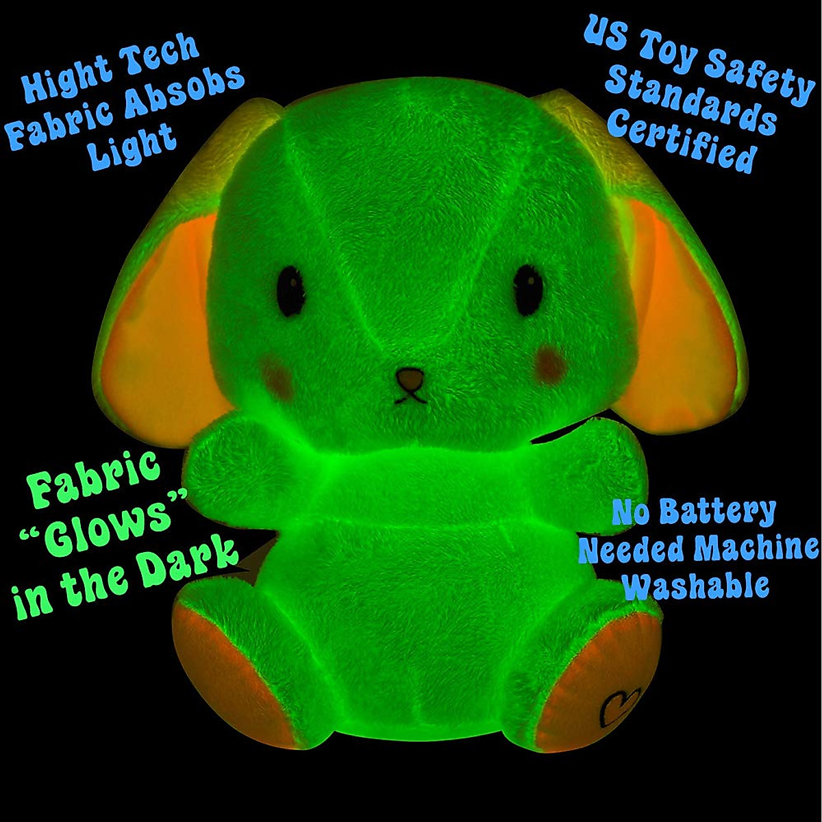 Little Room Naturally Glow in The Dark Bunny Stuffed Animal Plush Toy, 14 Inches (L1001), White