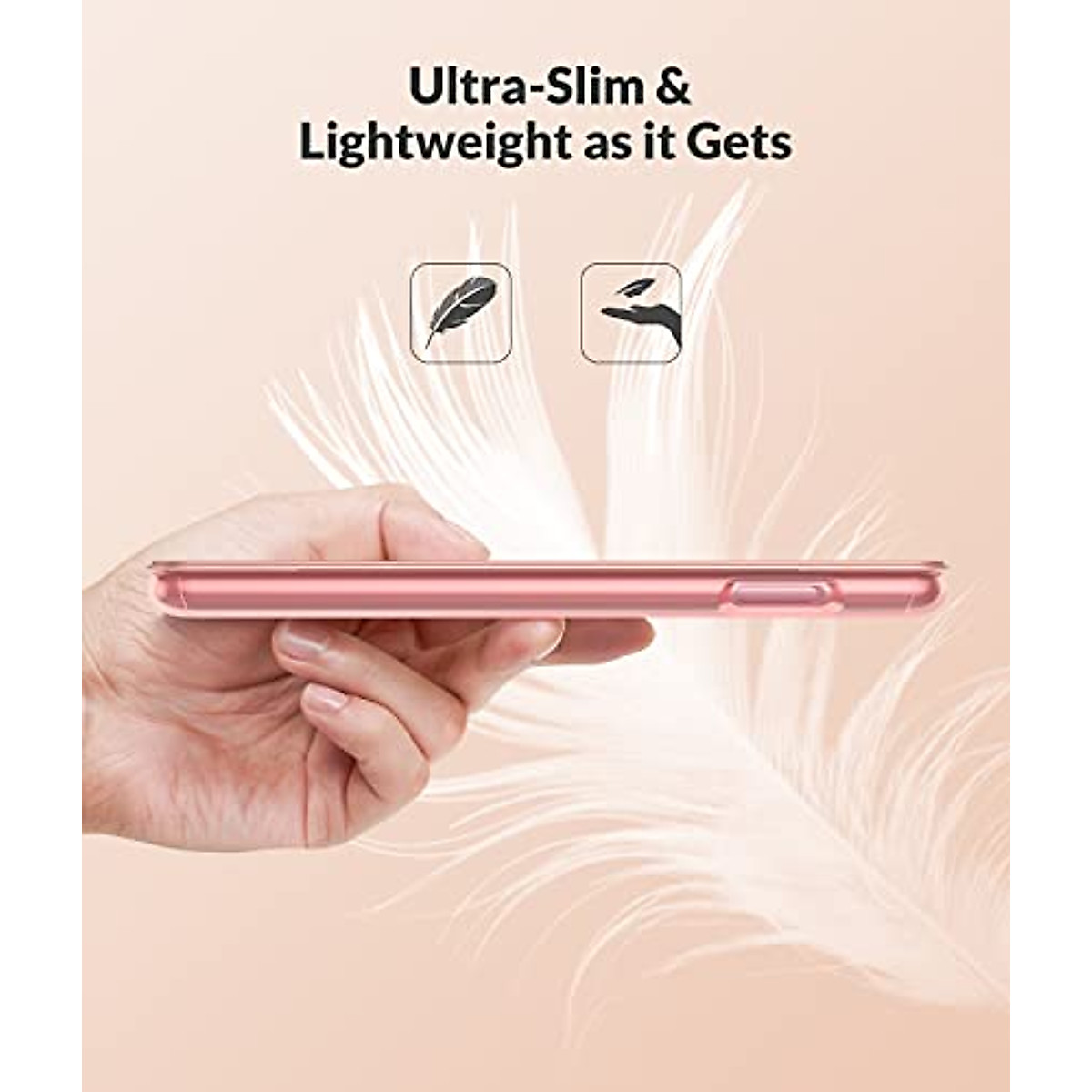 MoKo Case Fits All-New Kindle Fire HD 8 & 8 Plus Tablet (12th Generation-2024/2022 Release) 8", Soft TPU Frosted Colored Back Cover Multi-Angle Slim Smart Shell, Auto Wake/Sleep,Rose Gold