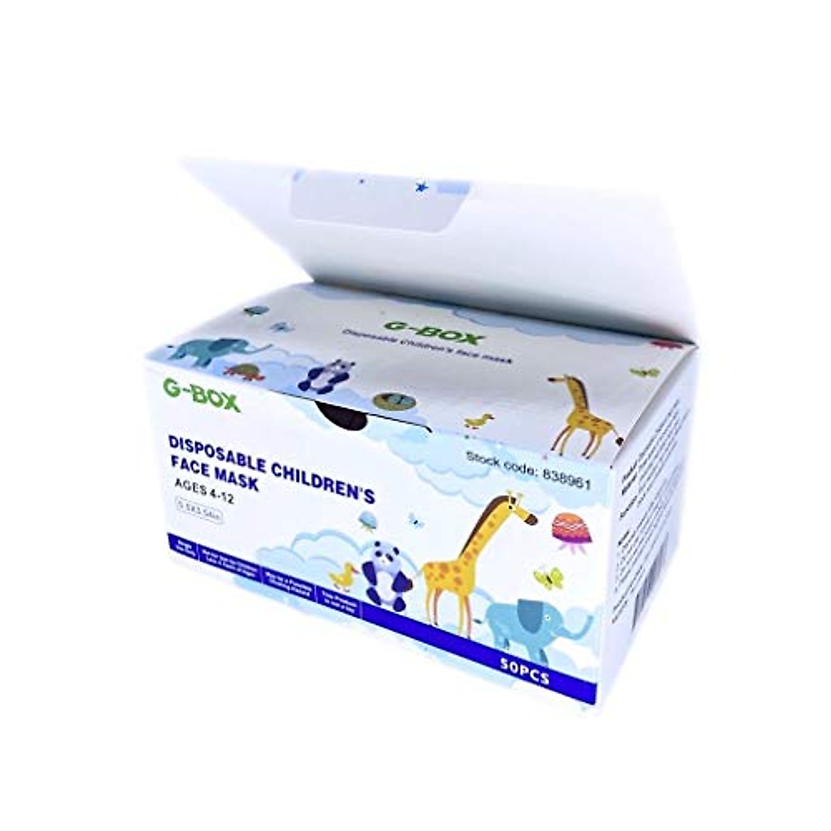 G-BOX [Public Company Kids Face Masks, Children's Face Masks Disposable, 3-Layer, Cute Cartoon Patterns(100-pcs) (Plain Pink)