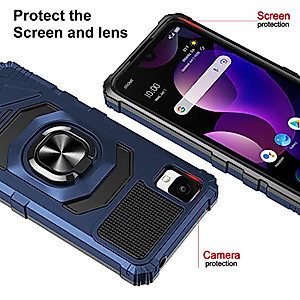 for TCL 30Z Case, with Tempered Glass Screen Protector Heavy Duty Protection Technology Built-in Kickstand Rugged Shockproof Protective Phone Case for Alcatel TCL 30Z 30 Z 4G LTE T602DL,(Blue)