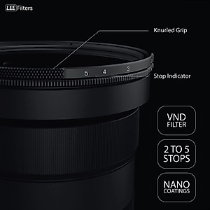 LEE Elements 82mm VND Filter, Variable Neutral Density, Featuring 2 to 5 Stops for Mirrorless and DSLR Cameras