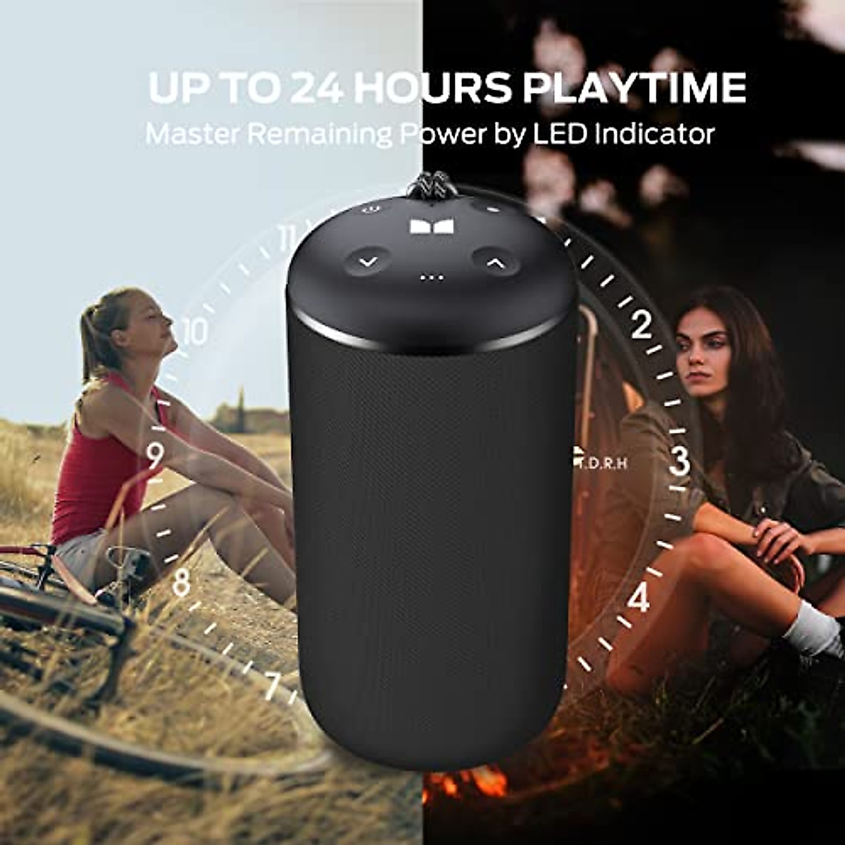 Monster S130 Wireless Bluetooth Speaker Loud Stereo Sound, Portable Speakers Bluetooth Wireless with Bluetooth 5.3, 24H Playtime, Support SD Card, Built-in Mic for Outdoor Travel Beach