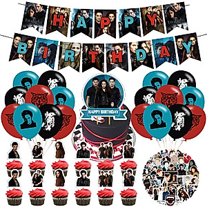 The Twilight Saga Theme Birthday Party Decorations,The Twilight Saga Party Supply Set for Kids with 1 Happy Birthday Banner , 12 Cupcake Toppers,50 Stickers ,18 Balloons for Party Decorations