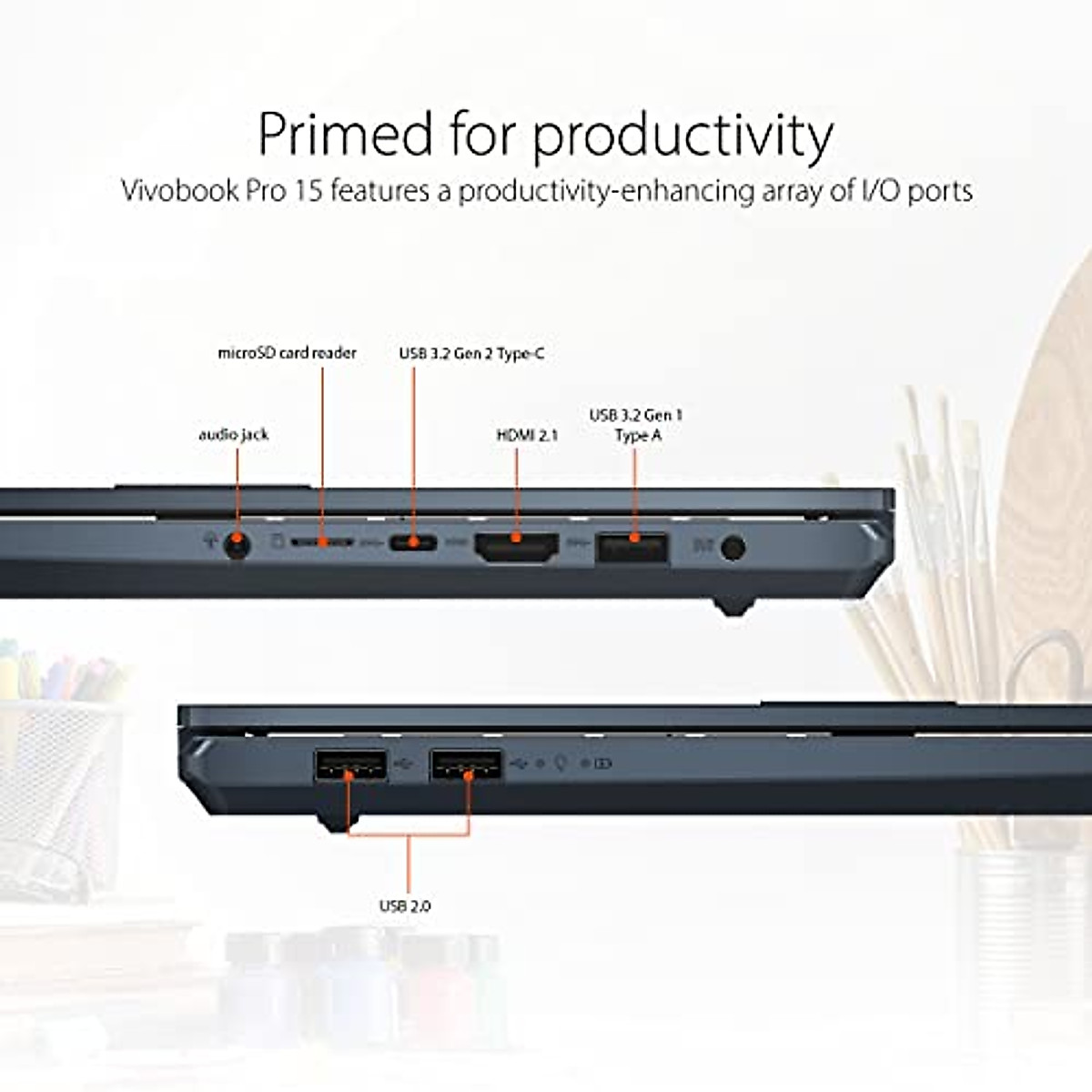 ASUS Vivobook Pro 15 OLED Laptop, 15.6” 2.8K OLED Display, AMD Ryzen 7 6800H Mobile CPU, NVIDIA GeForce RTX 3050 Ti GPU, 16GB RAM, 1TB SSD, Windows 11 Home, Quiet Blue, M6500RE-EB74