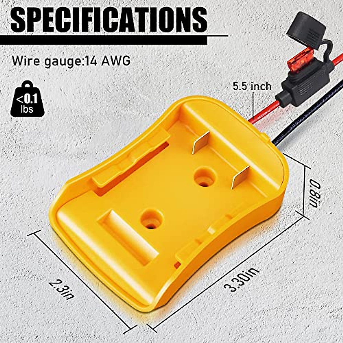 Power Wheels Battery Adapter for Dewalt 20V Battery, Power Wheels Battery Conversion Kit with Fuse and 14 Gauge Wire Connector for RC Car,Trucks,Toys, Robotics and Work Lights for DIY Projects