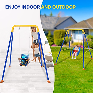 IKARE Foldable Toddler Swing Frame, Heavy Duty Swing Stand for Kids, Baby Swing for Indoor/Outdoor Play, Fits for Most Infant Swings, Easy to Assemble, Portable to Store