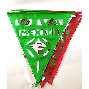 70 ft Long Mexican 42 Flags Pennant Banner. Banderines,Plastic Papel Picado for Fiesta Party Decorations Multicolor, Cinco de Mayo Celebrations