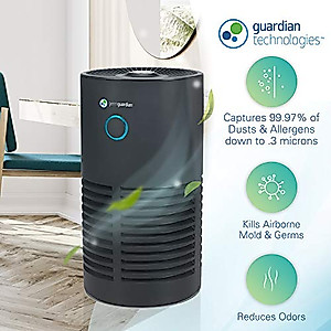 Germ Guardian True HEPA Filter Air Purifier for Home, Office, Bedrooms, Filters Allergies, Pollen, Smoke, Dust, Pet Dander, UV-C Sanitizer Eliminates Germs, Mold, Odors, Quiet 4-in-1 AC4700BDLX