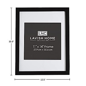 Set of 6 Picture Frames - 11x14 Photo Frame Set with Stand and Hooks for Gallery Wall or Family Portrait - Picture Wall Decor by Lavish Home (Black)