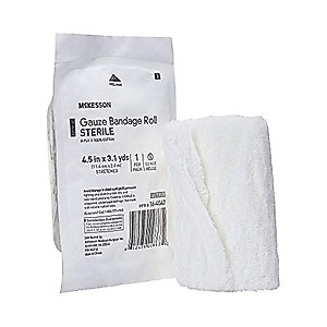 McKesson Sterile 6-Ply Fluff-Dried Cotton Gauze Bandage Roll, 4.5 inches x 3.1 Yards