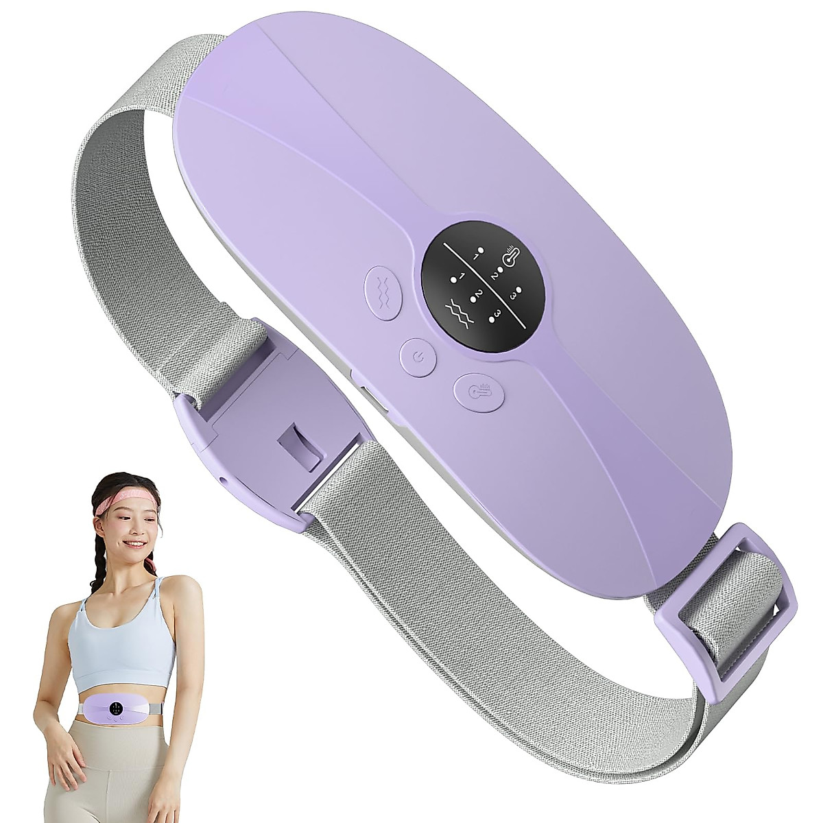 kissleaf Protable Heating Pad for Period Cramps,Cordless Menstrual Heating Pad with 3 Heat Levels and 3 Vibration Massage Modes, for Period Pain,Best Gifts for Her, Women and Girl (Purple)