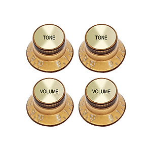 Metallor Electric Guitar Top Hat Knobs Speed Control Knobs 2 Volume 2 Tone Compatible with Les Paul LP Electric Guitar Parts Replacement (Gold)