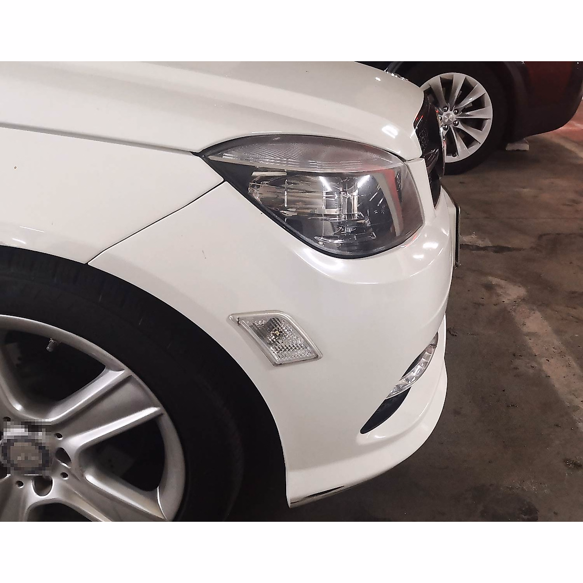 iJDMTOY Euro Clear Lens Front Side Marker Lights w/White LED Replacement Bulbs Compatible With 2008-11 Mercedes Pre-LCI W204 C250 C300 C350 & 2008-2013 C63 AMG, Replace OEM Amber Sidemarker Lamps