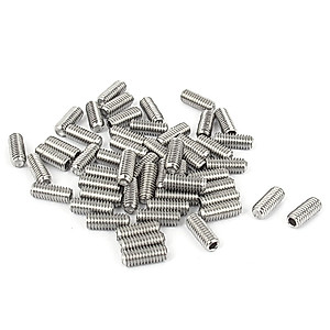 uxcell M4x10mm Metric 304 Stainless Steel Hex Socket Set Cup Point Grub Screws Silver Tone for Towel Rack Door Knob 50pcs