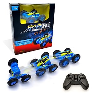 MUKIKIM Hyper Runner Stunt - Blue – Remote Control Race Car Rocks Super High-Speed Stunts & Moves! 360° Spins & Double-Sided Runs with Fun Light! Quick USB Charge. Not Your Normal RC Car!