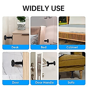 LveSunny 4PCS Headboard Stoppers, Black Adjustable Bed Frame Anti-Shake Tool, for Wall, Beds, Sofas, No Creaking, Protect The Wall from Banging, Easy to Install (1.18-2.52in) (Large)