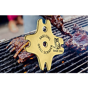 Sage Owl BBQ Grill Scraper Tool - Gifts for Women Who Has Everything - Dishwasher Safe Bristle Free BBQ Grill Brush Alternative - Mens Gifts for Christmas