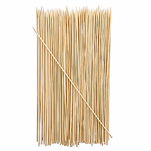 (100 PCS) Natural Bamboo 12’’ Skewers, Heavy Duty Wooden Skewers for Fruits, Kebabs, Grill, BBQ, Campfire, Suitable for Kitchen, Party, Food Catering and Crafting, Bamboo Skewers by Tezzorio