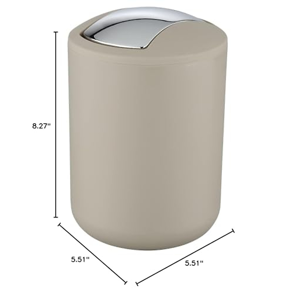 WENKO 21221100 Swing Cover bin Brasil, S, Taupe, 1 Pack, 14 x 14 x 21 cm