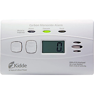 Kidde Carbon Monoxide Detector with 10-Year Battery, Digital Display, 3 LEDs, Replacement Indicator, Peak Level Memory