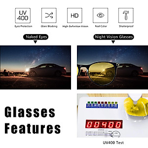 TJUTR Women's Polarized Night-Driving Glasses - HD Night-Vision Yellow Lens Reduce Glare Safety Nighttime (Beige Frame/Yellow Night-Vision Lens)