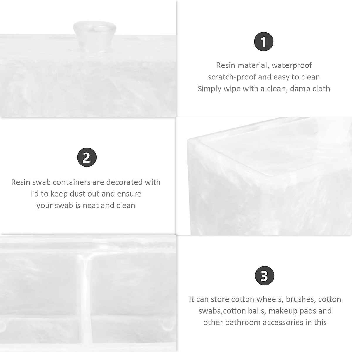 Cabilock Box cosmetic cotton storage box cotton pad container makeup applicator organizer floss holder flosser dispenser cotton pads holder cotton holder Compartments Cotton Pad Case patch