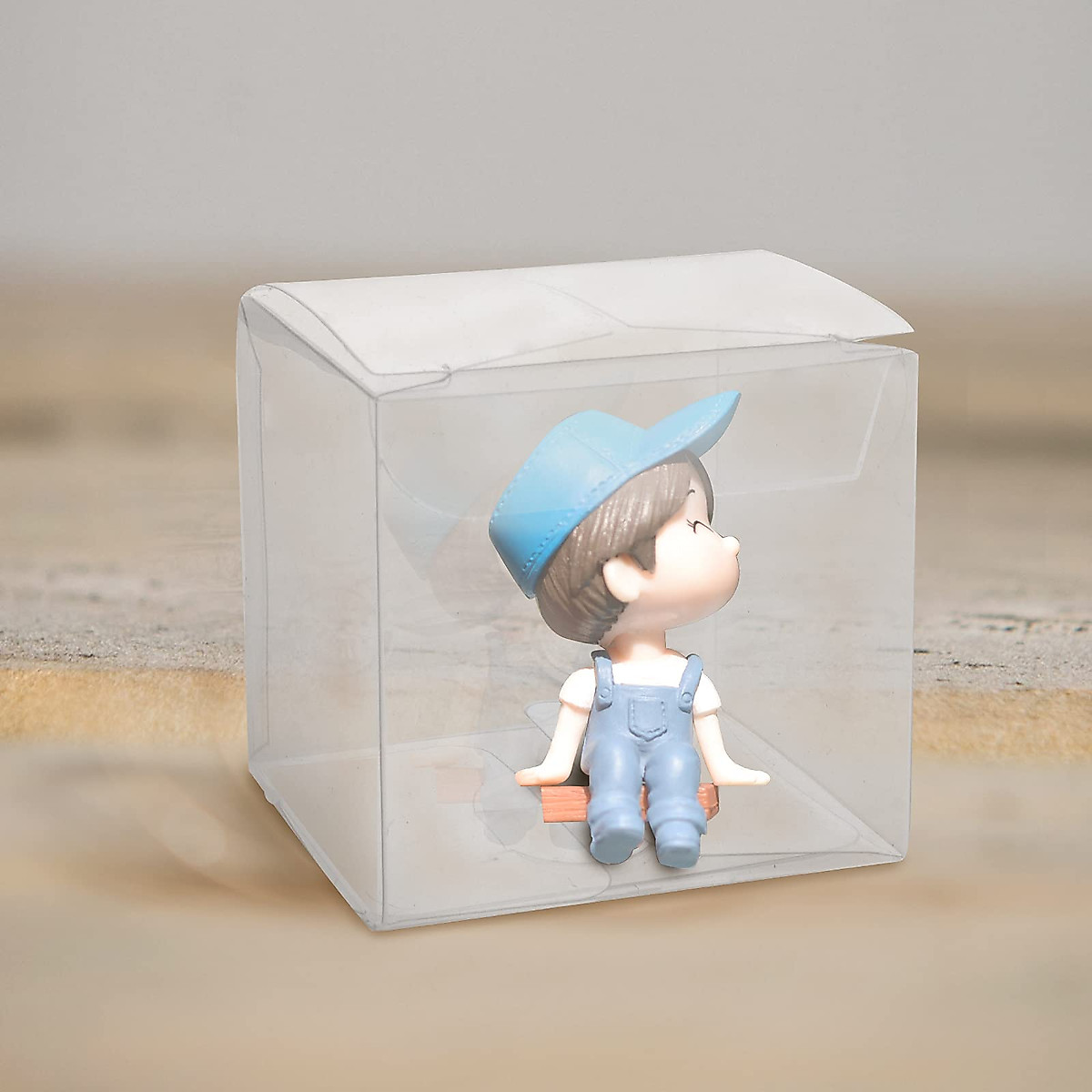 SEUNMUK 50 PCS 5 x 5 x 5 Inches Clear Plastic Gift Boxes, Clear Boxes For Favors, Transparent Gift Box for Wedding, Party and Baby Shower Favors, Thanksgiving and Christmas