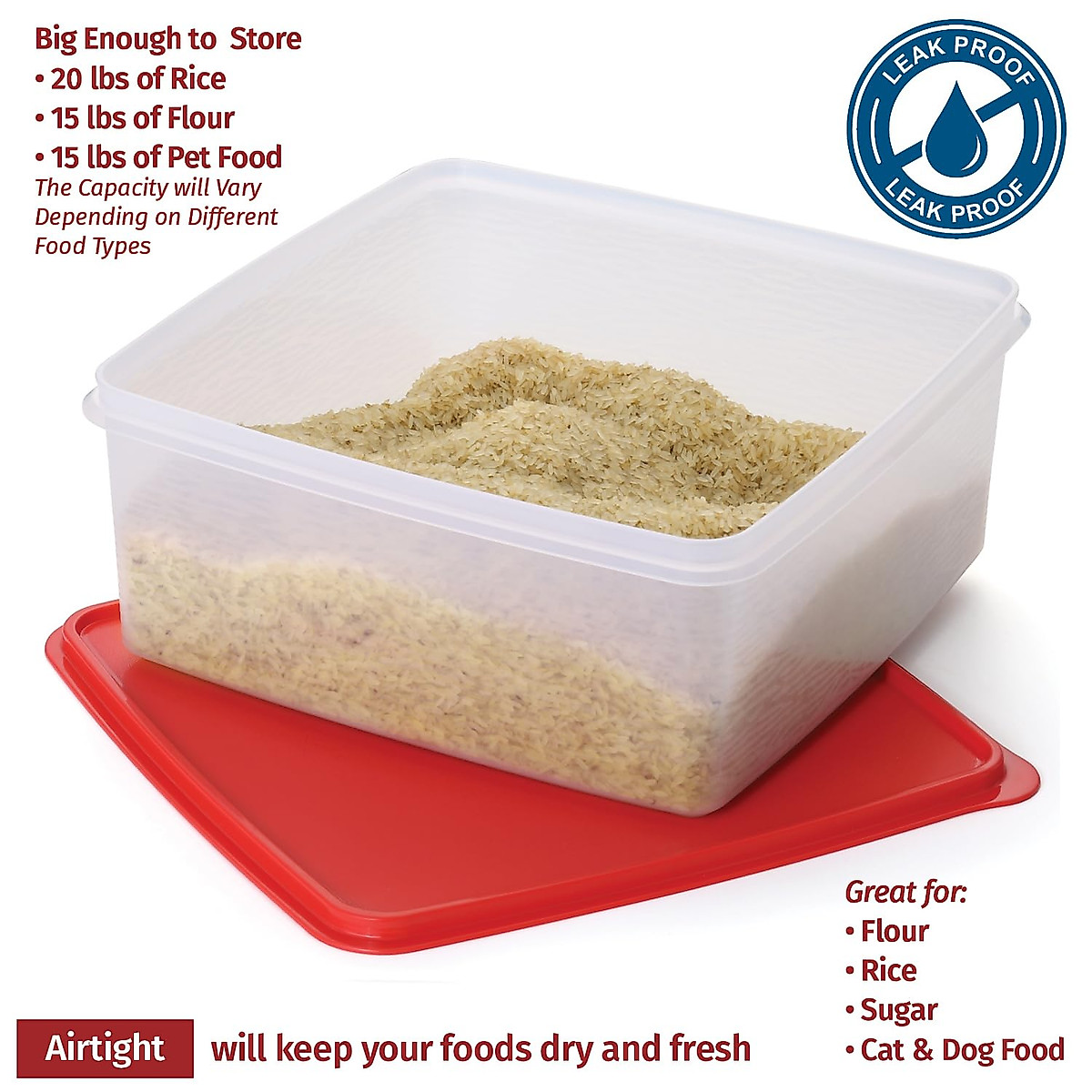 Plastic Storage Containers with Lids - 11L Storage Bins with Lids – Airtight Plastic Storage Bins for Food Storage, Pet Food, Rice– Stackable Clear Organizing Bins for Toy Storage, Garage, Pantry