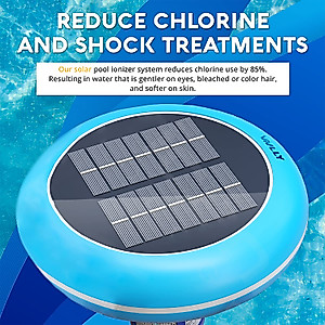 Vivlly Solar Pool Ionizer, Cleaner, and Purifier Restores Clear, Chlorine-Free Water, Long Lasting Anode for 35,000 Gallons, Natural Shock for Swimming Areas, Smart Replacement